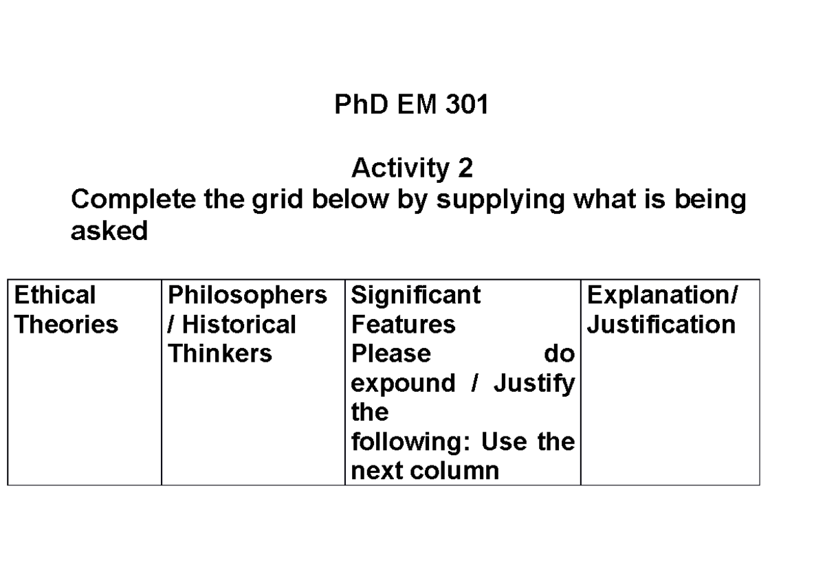 Activity-2-Ph D301 - activity 2 - PhD EM 301 Activity 2 Complete the ...