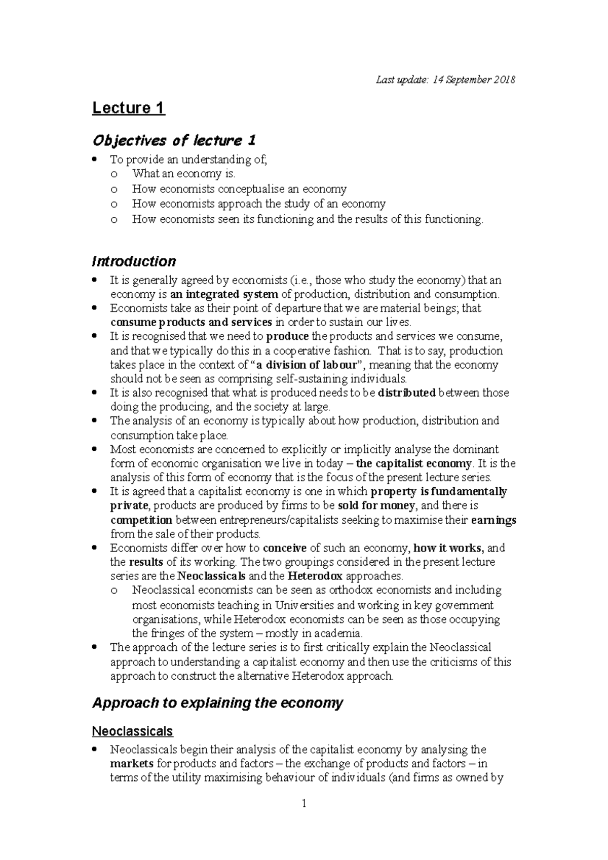 Lecture 1 notes - Last update: 14 September 2018 Lecture 1 Objectives ...