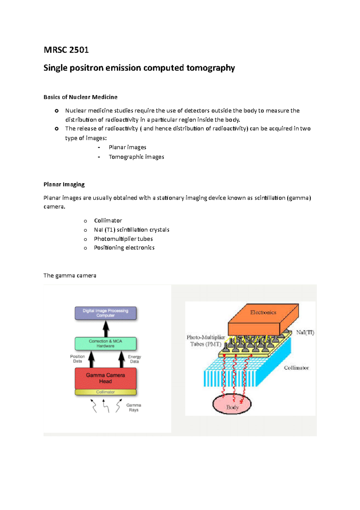 MRSC2501 Spect lecture - MRSC 2501 Single positron emission computed ...