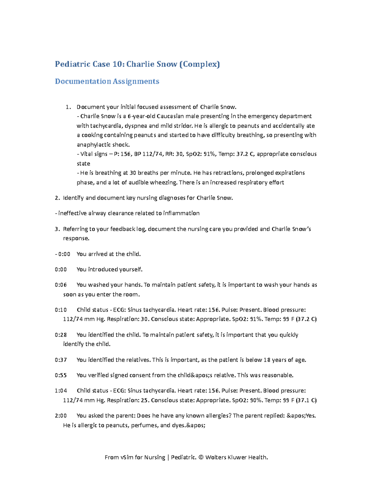 Pediatric Case 10 Charlie Snow Complex DA - Pediatric Case 10: Charlie ...