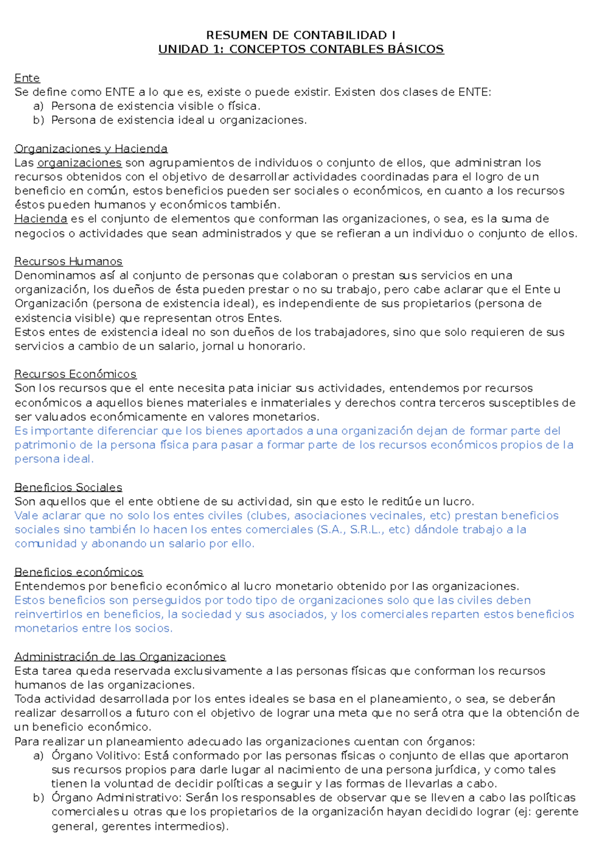 Resumen DE Contabilidad I cap 1 y 2 - RESUMEN DE CONTABILIDAD I UNIDAD 1: CONCEPTOS CONTABLES ...