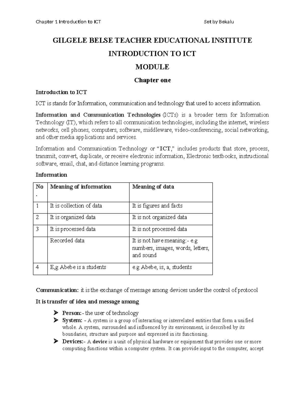 Chapter 1 diploma - hgr - GILGELE BELSE TEACHER EDUCATIONAL INSTITUTE ...