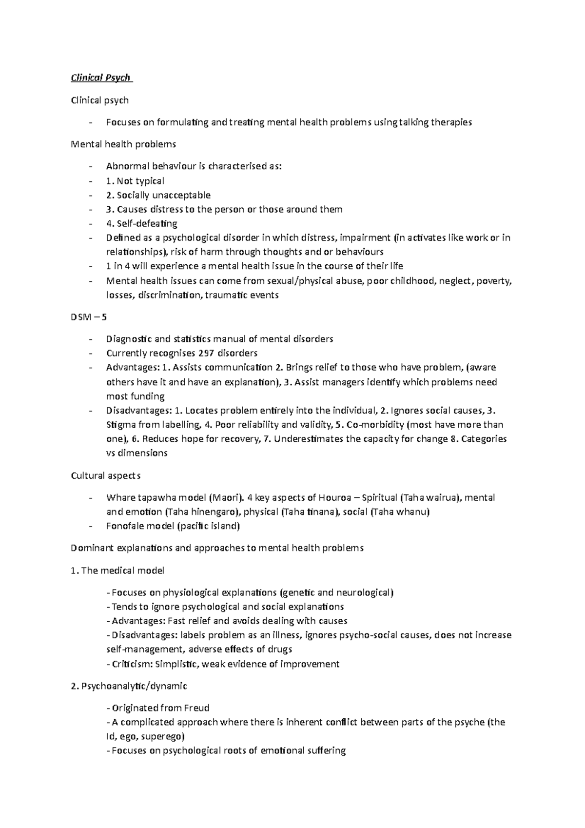 Clinical Psych - Lecture notes Entire module - Clinical Psych Clinical ...