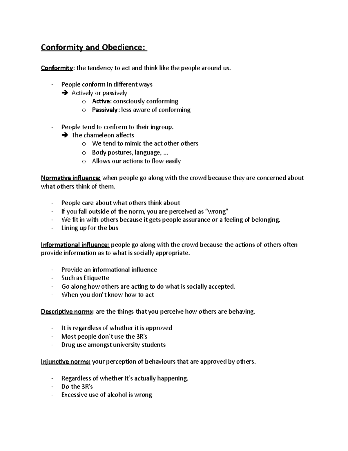 Conformity and Obedience - Conformity and Obedience: Conformity: the ...