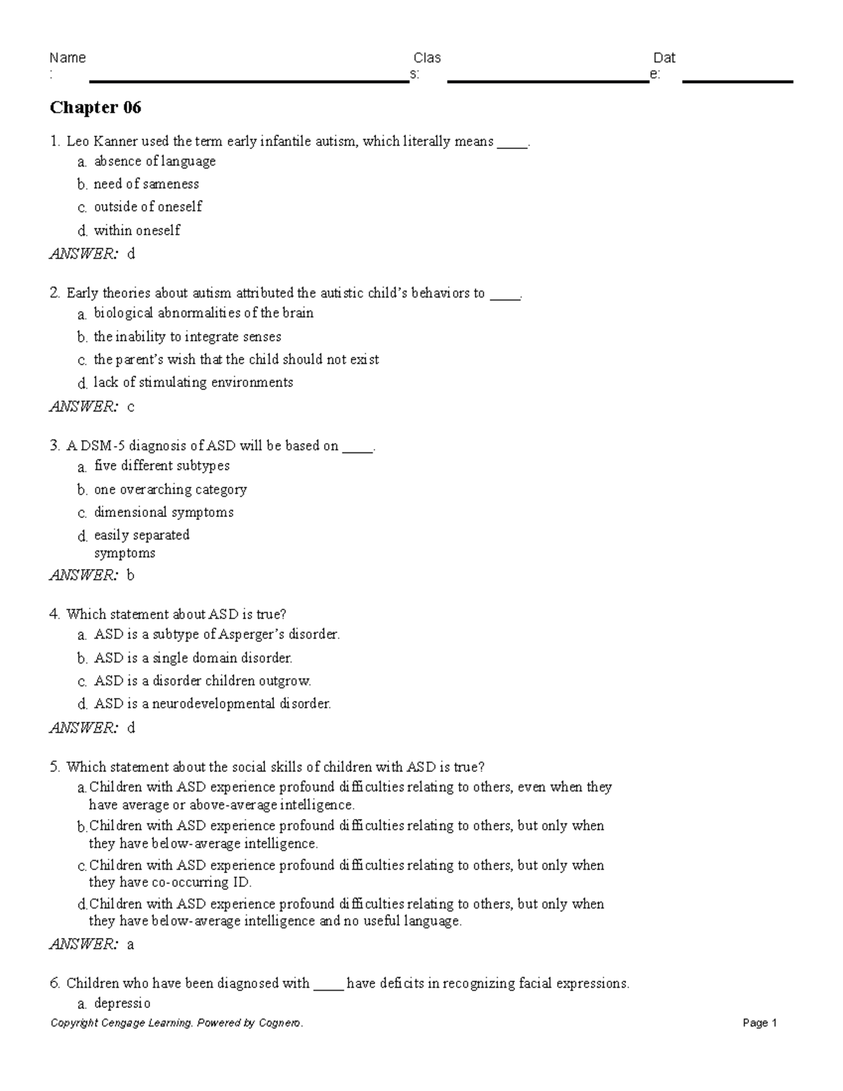 Chapter 06 - sample questions - NUR 307 - Studocu