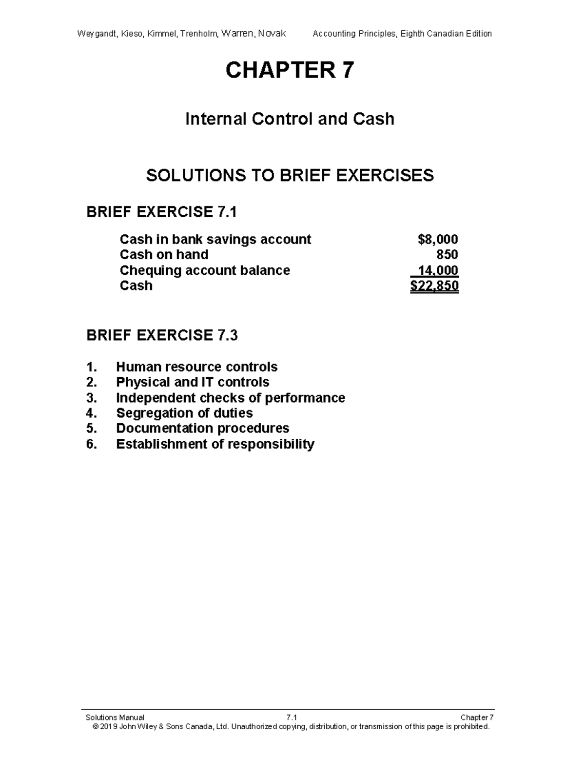 Financial Accounting Chapter 1 Practice Questions Ch07 BEs and Es ...