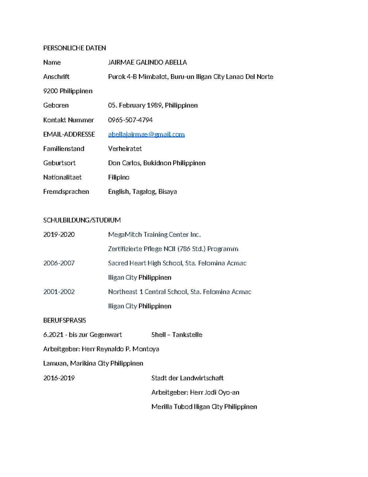 Document 2 - Final - PERSONLICHE DATEN Name JAIRMAE GALINDO ABELLA ...