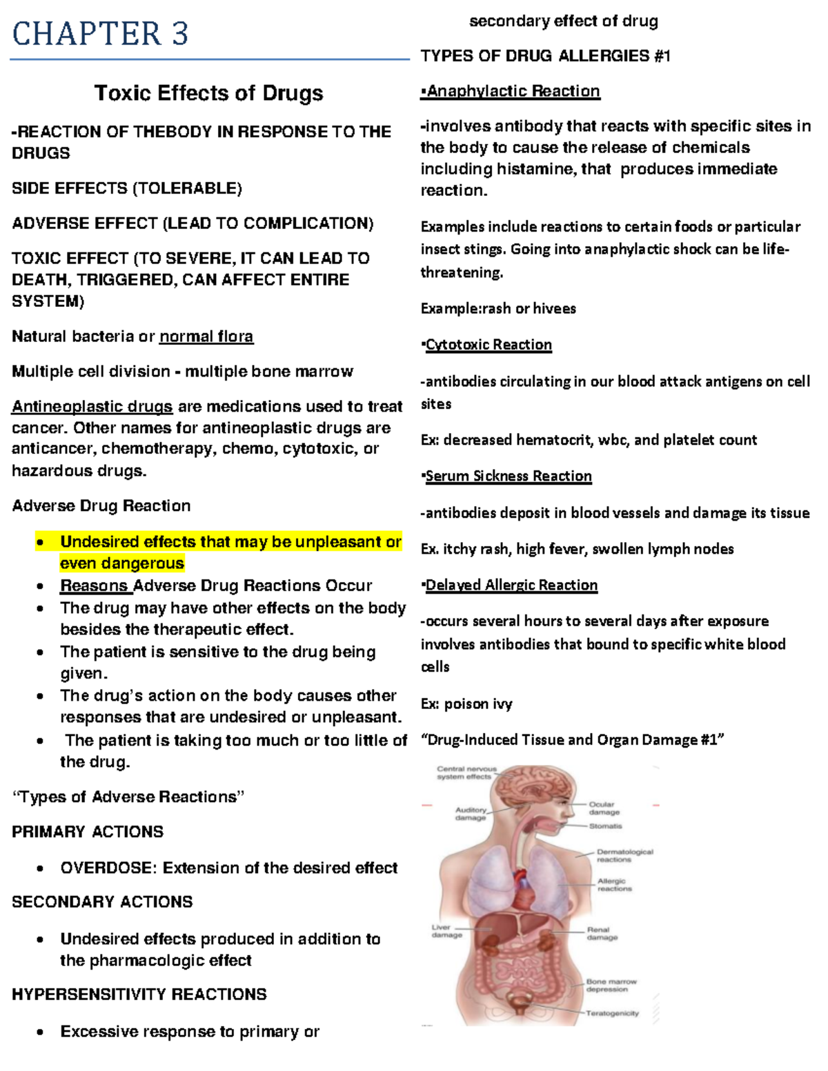 Pharmachpter 34 - pharma - CHAPTER 3 Toxic Effects of Drugs -REACTION ...
