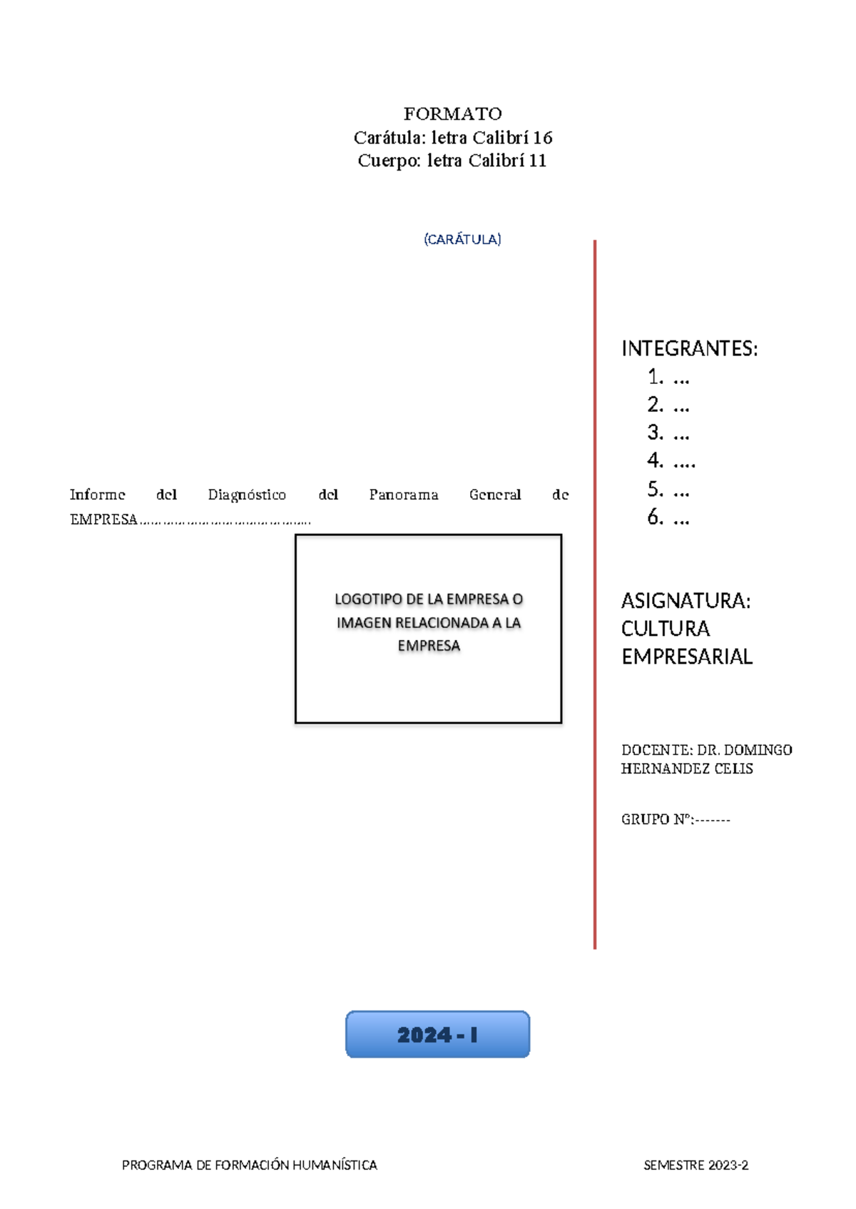 Formato Informe Diagnóstico General DE LA Empresa - FORMATO Carátula ...