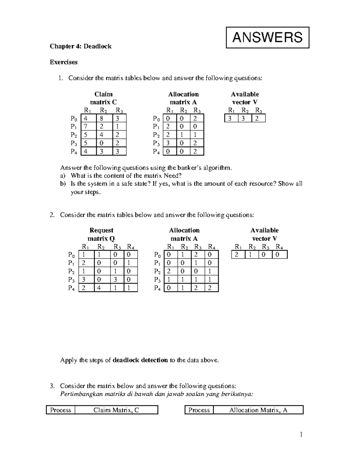 Exe-c04-deadlock - amin amin - Chapter 4: Deadlock Exercises Consider ...