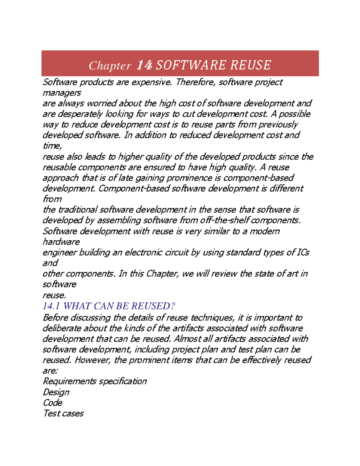 Chapter 14 Software Reuse - Chapter 14 SOFTWARE REUSE Software products ...