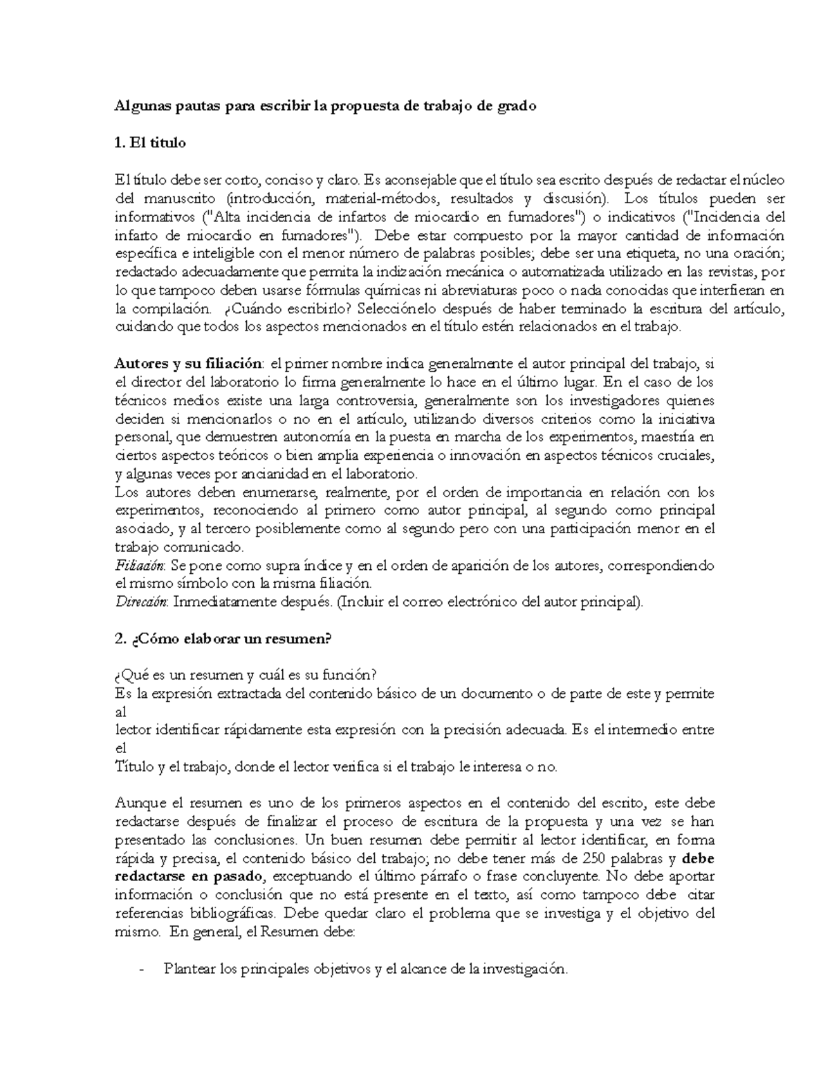 Algunas pautas para escribir-2020 - El titulo El título debe ser corto ...