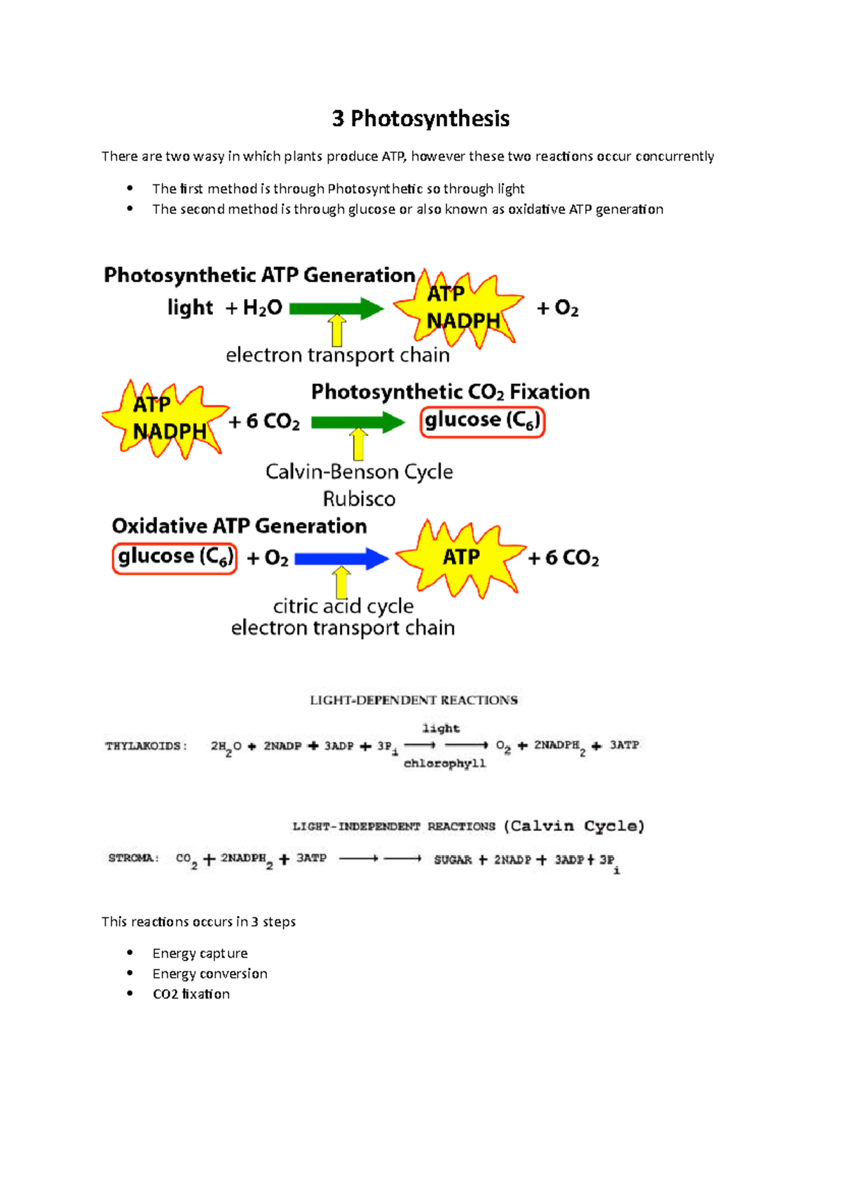 Photosynthesis - Just Notes - 3 Photosynthesis There are two wasy in ...