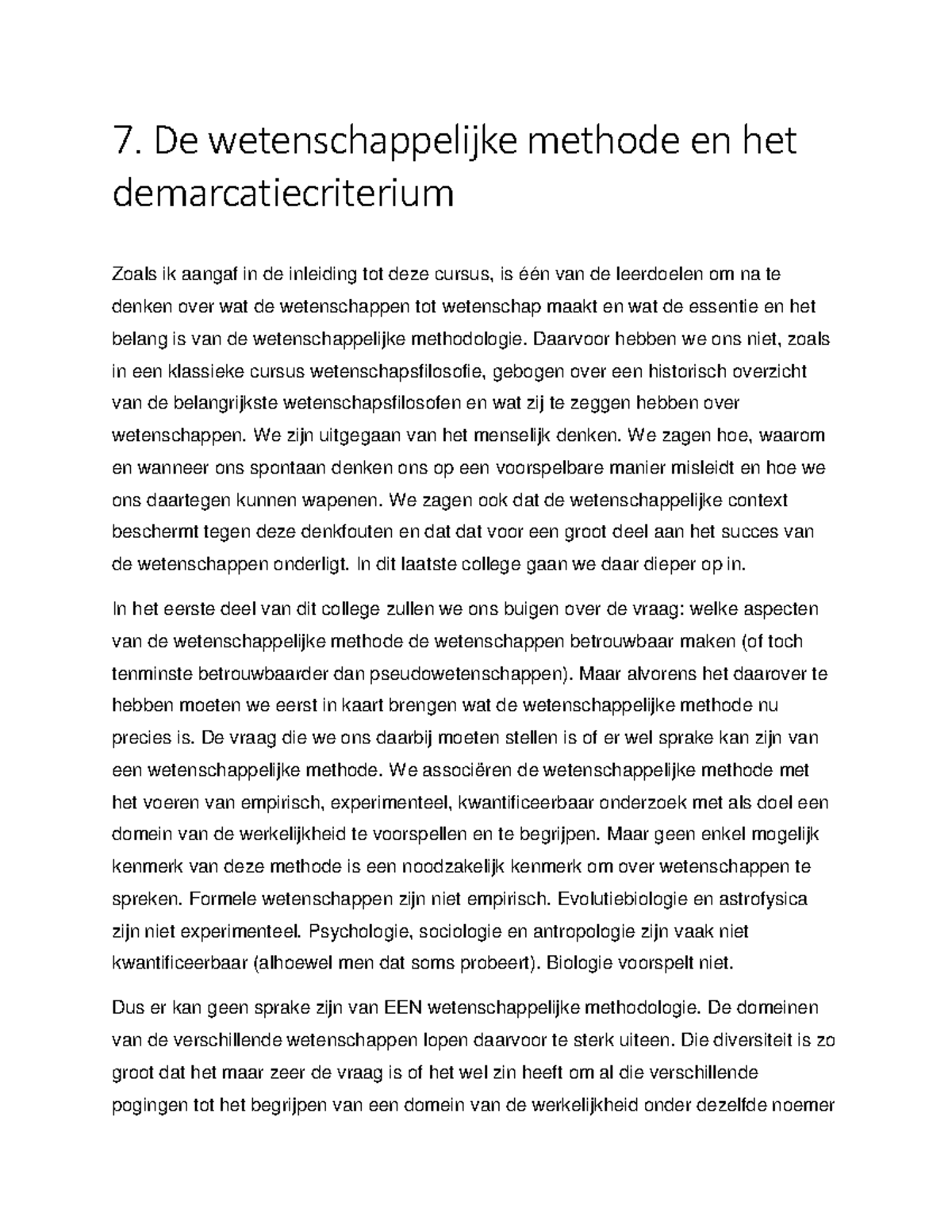 6. De wetenschappelijke methode en het demarcatiecriterium - 7. De ...