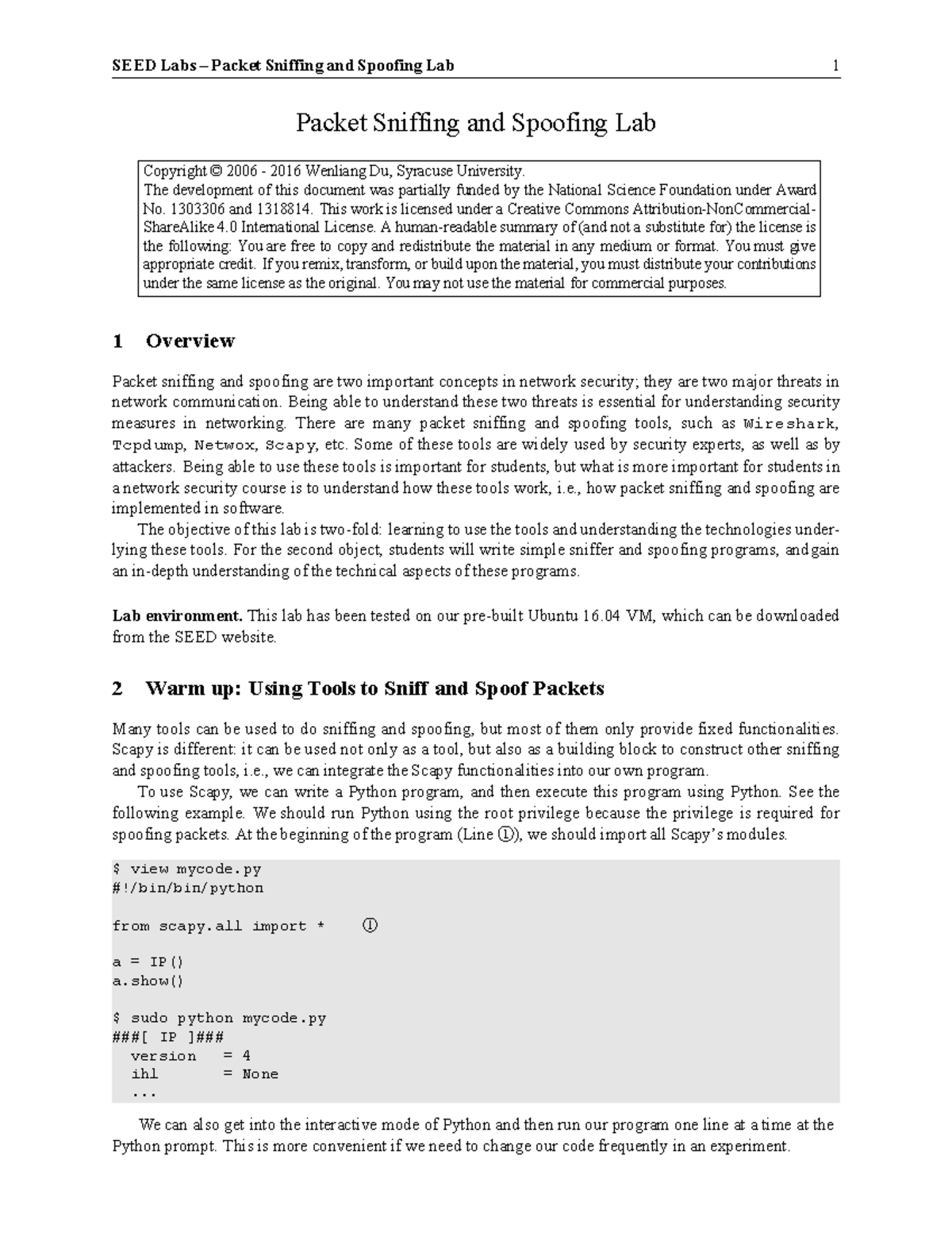 Traceroute - sss - SEED Labs – Packet Sniffing and Spoofing Lab 1 Packet Sniffing and Spoofing ...