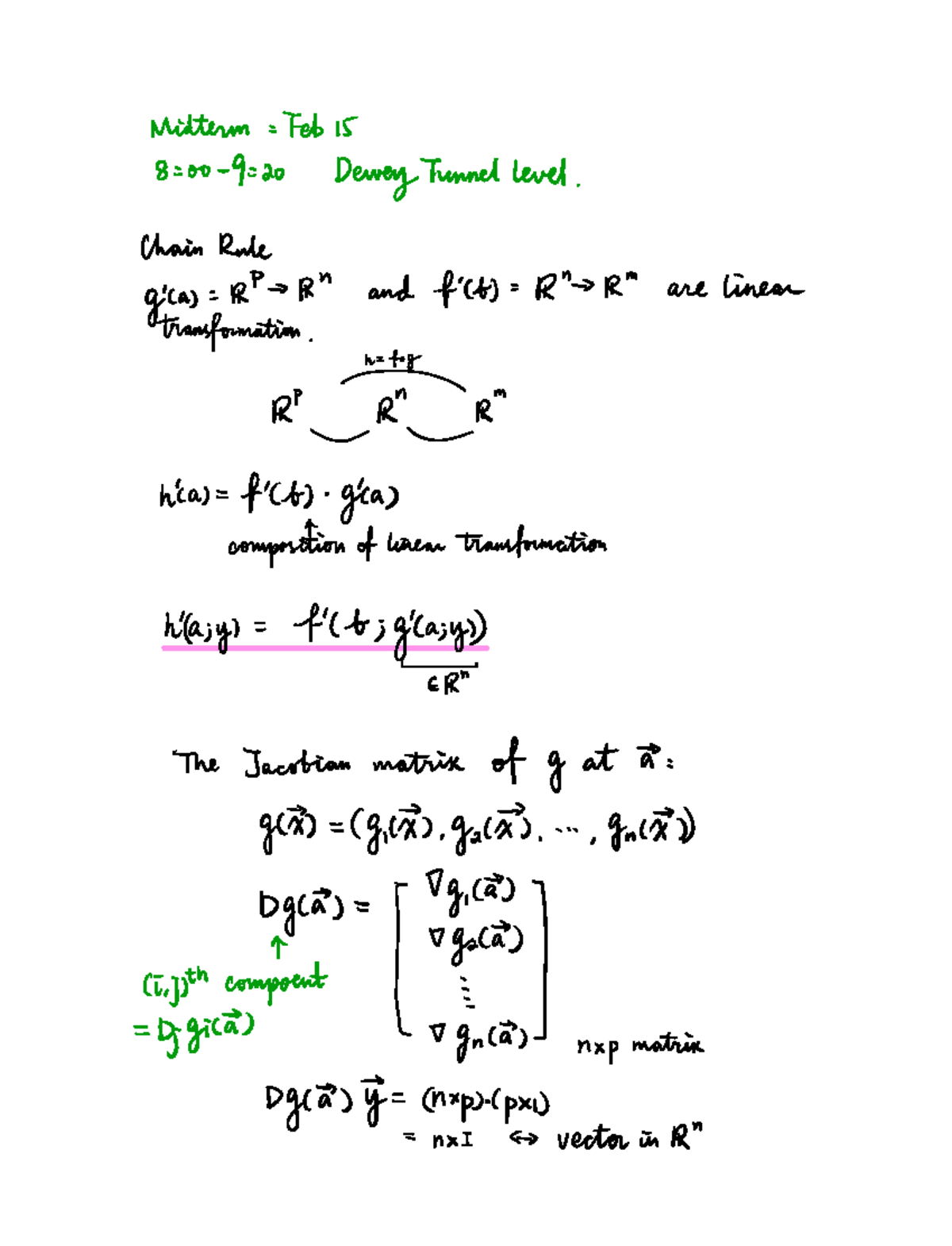 Chain rule, double integral - Midterm Feb 8 o 9 DeweyTunnellevel Chain ...