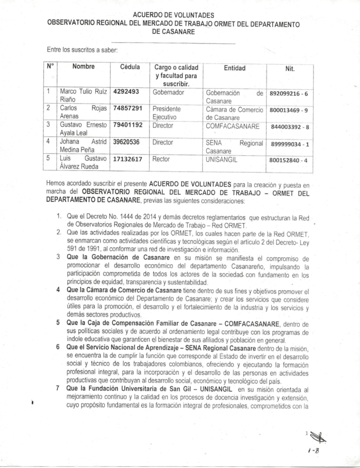 8. Acuerdo de voluntades 1 Ormet Casanare - Fundamentos de Administración - Studocu