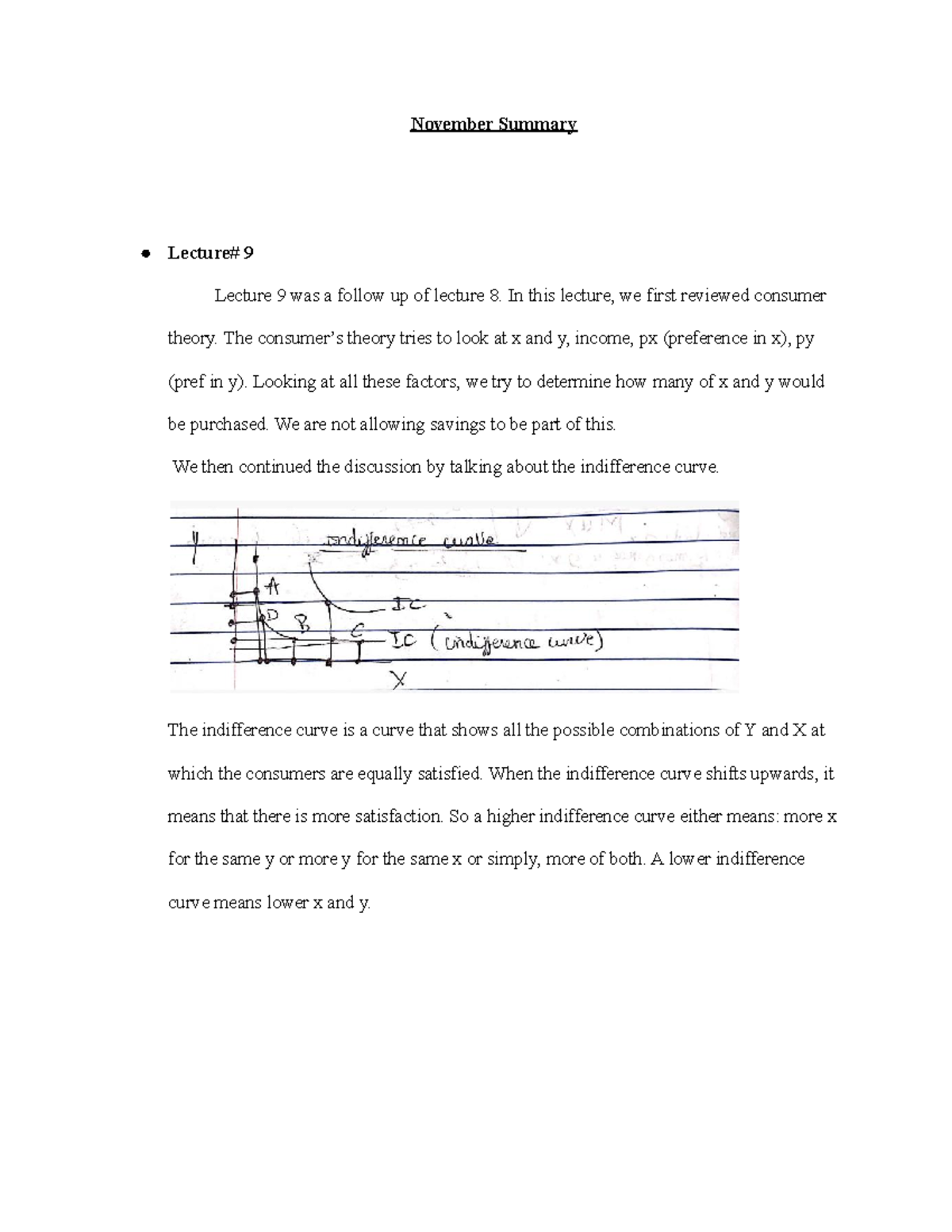 November Summary - November Summary Lecture# 9 Lecture 9 was a follow ...