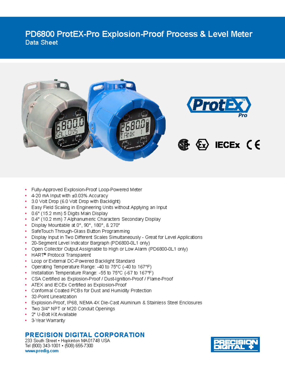 Ficha tecninca item 73 - DEDWE - PD6800 ProtEX-Pro Explosion-Proof Process & Level Meter Data ...