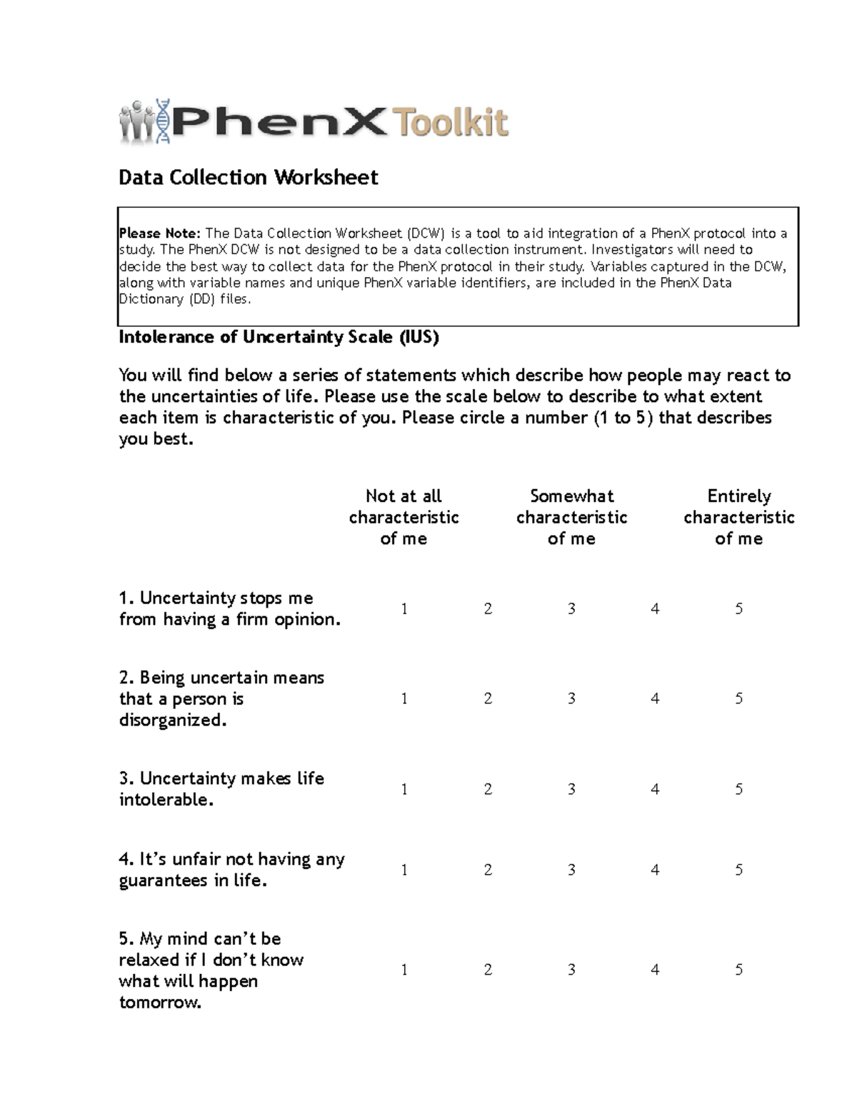 IU - reading - Data Collection Worksheet Please Note: The Data ...