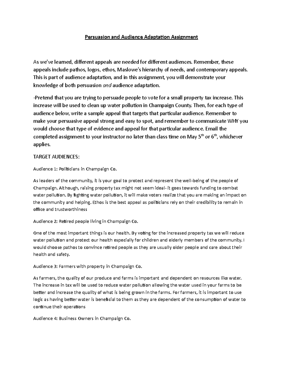 Persuasion and Audience Adaptation Assignment - Remember, these appeals ...