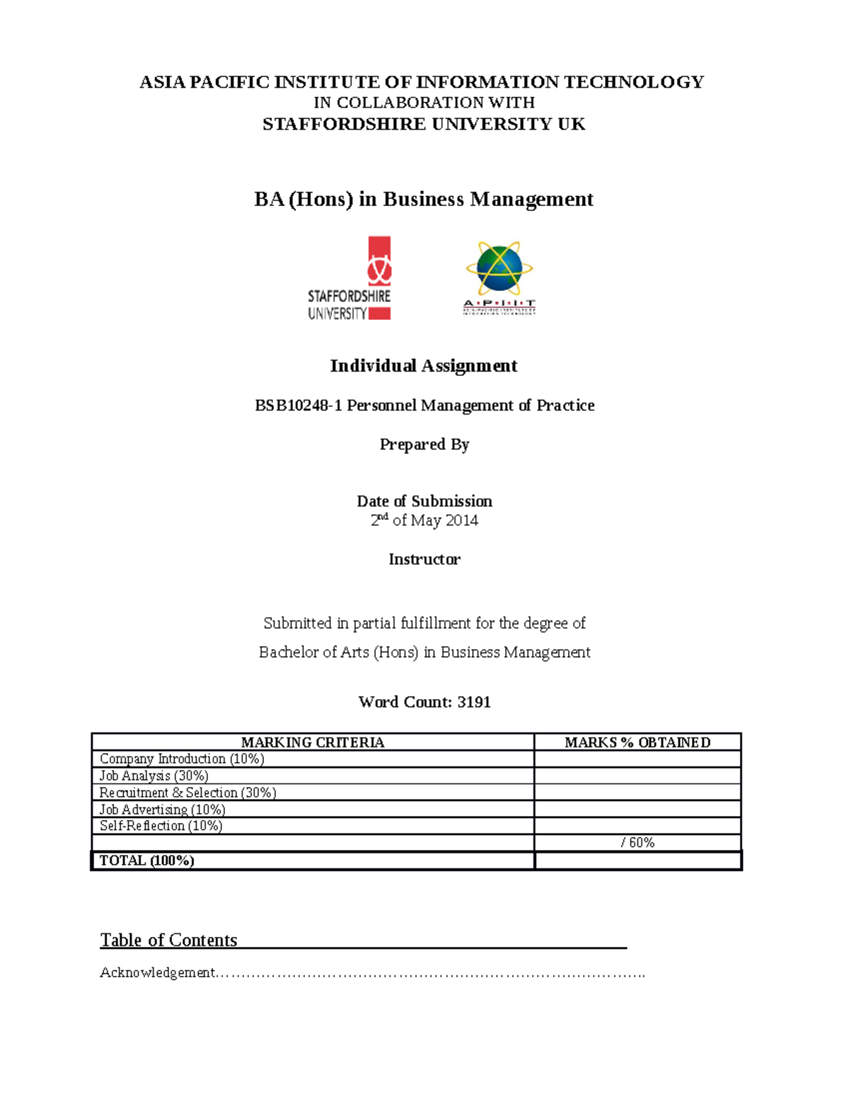 BSB10248 1 Personnel Management of Practice - ASIA PACIFIC INSTITUTE OF ...