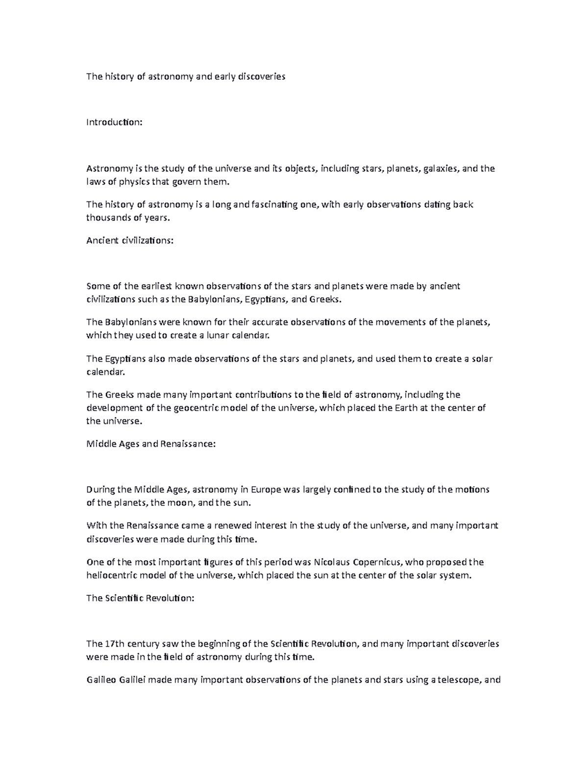 The history of astronomy and early discoveries - The history of ...