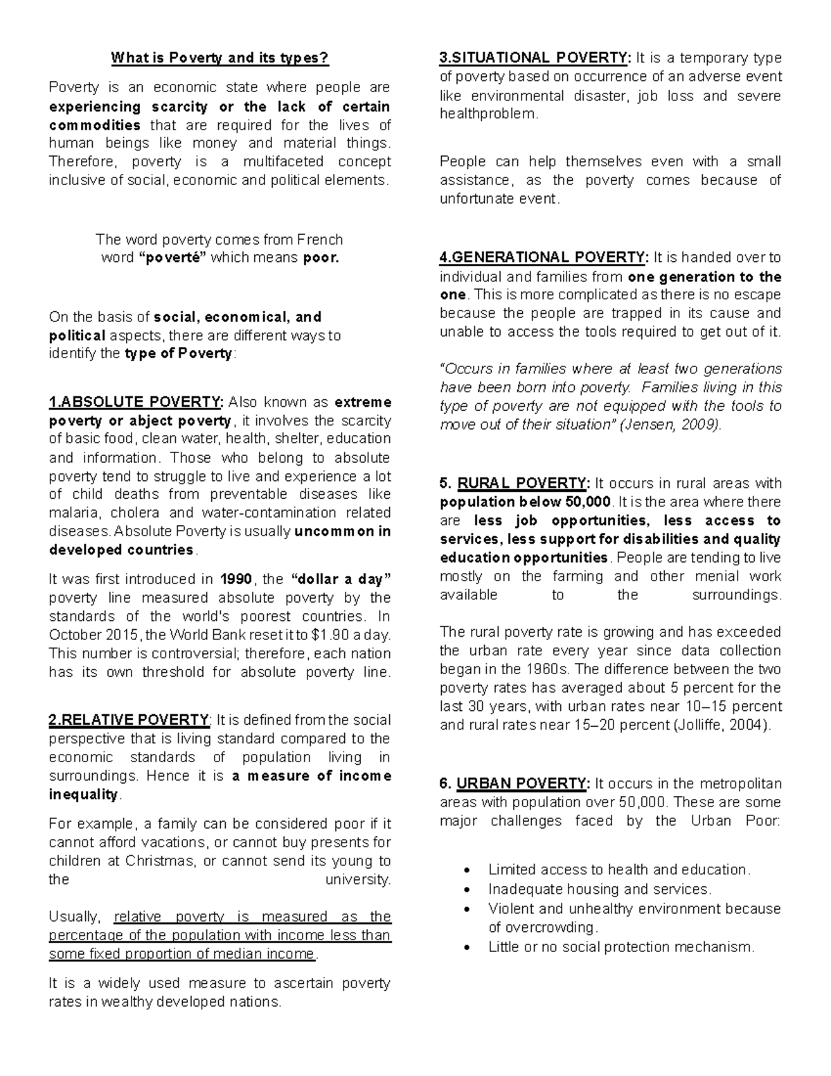 SW 103 Poverty AND ITS Types - What is Poverty and its types? Poverty ...