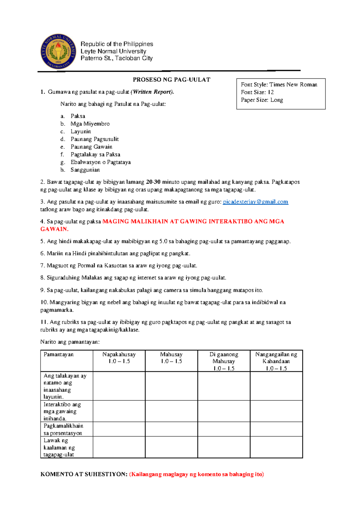Pag-uulat - Barayti Ng Wika - Republic of the Philippines Leyte Normal ...