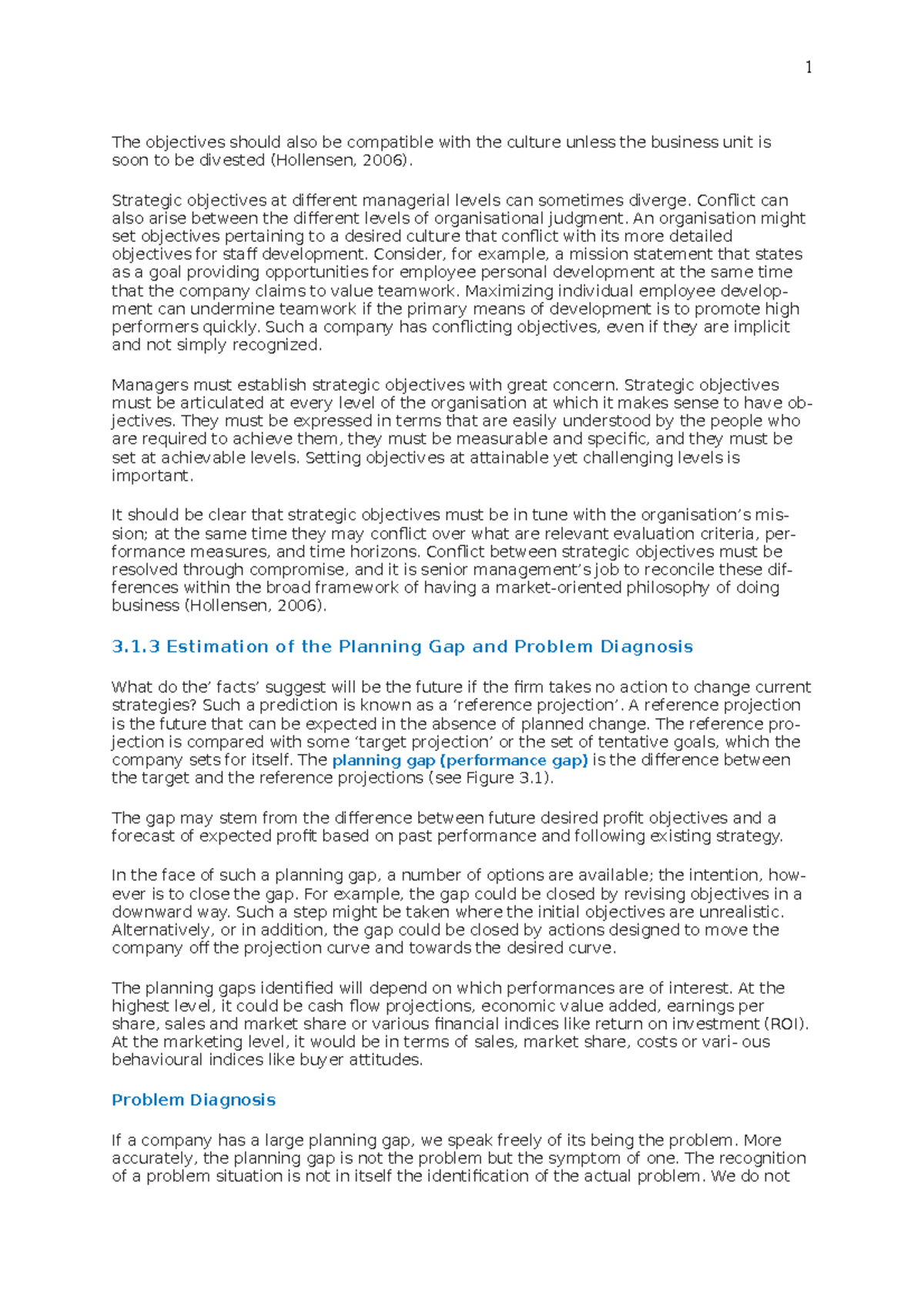 Notes-3 - Estimation of the Planning Gap and Problem Diagnosis - 1 The ...