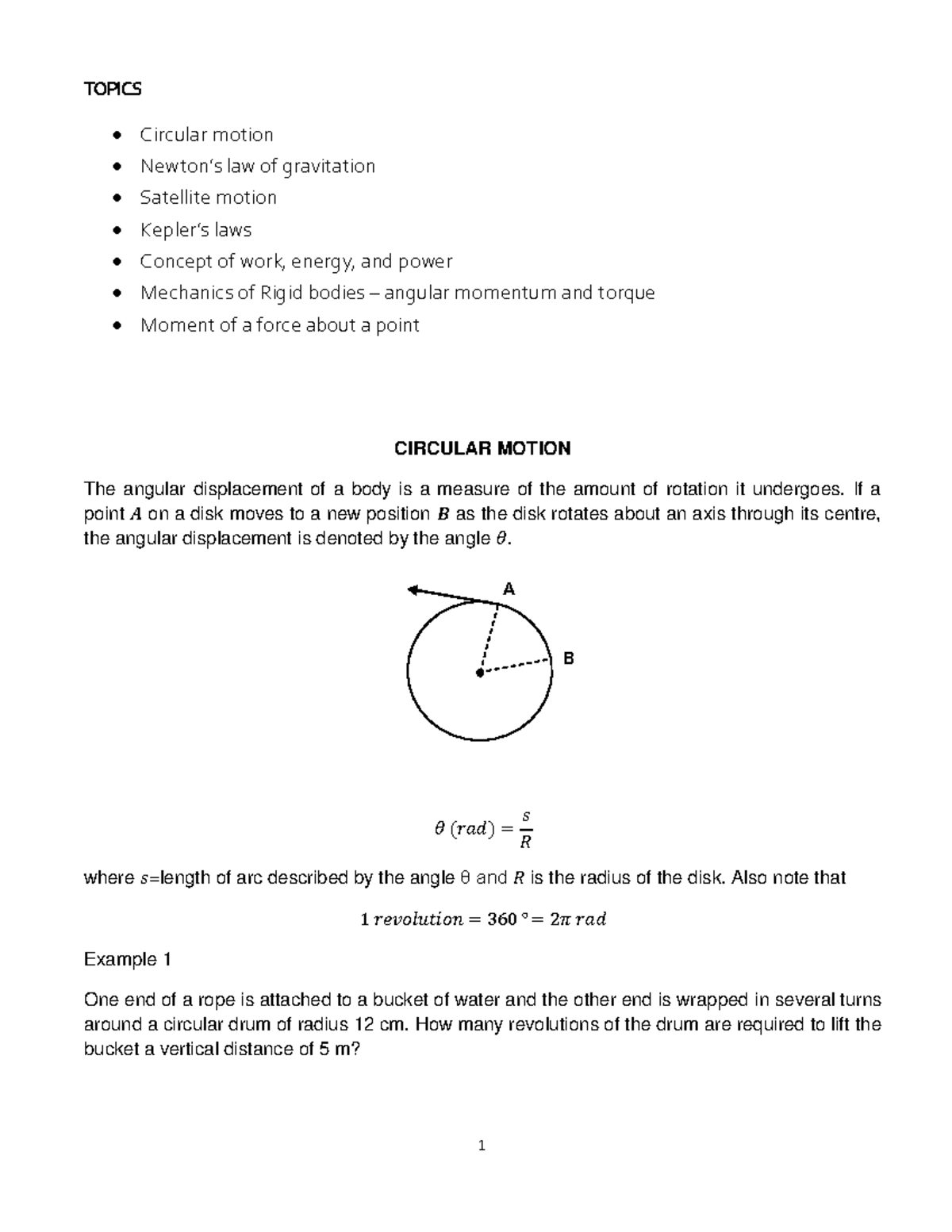 2a and b. Circular motion 26Oct2020 uploaded - TOPICS Circular motion ...