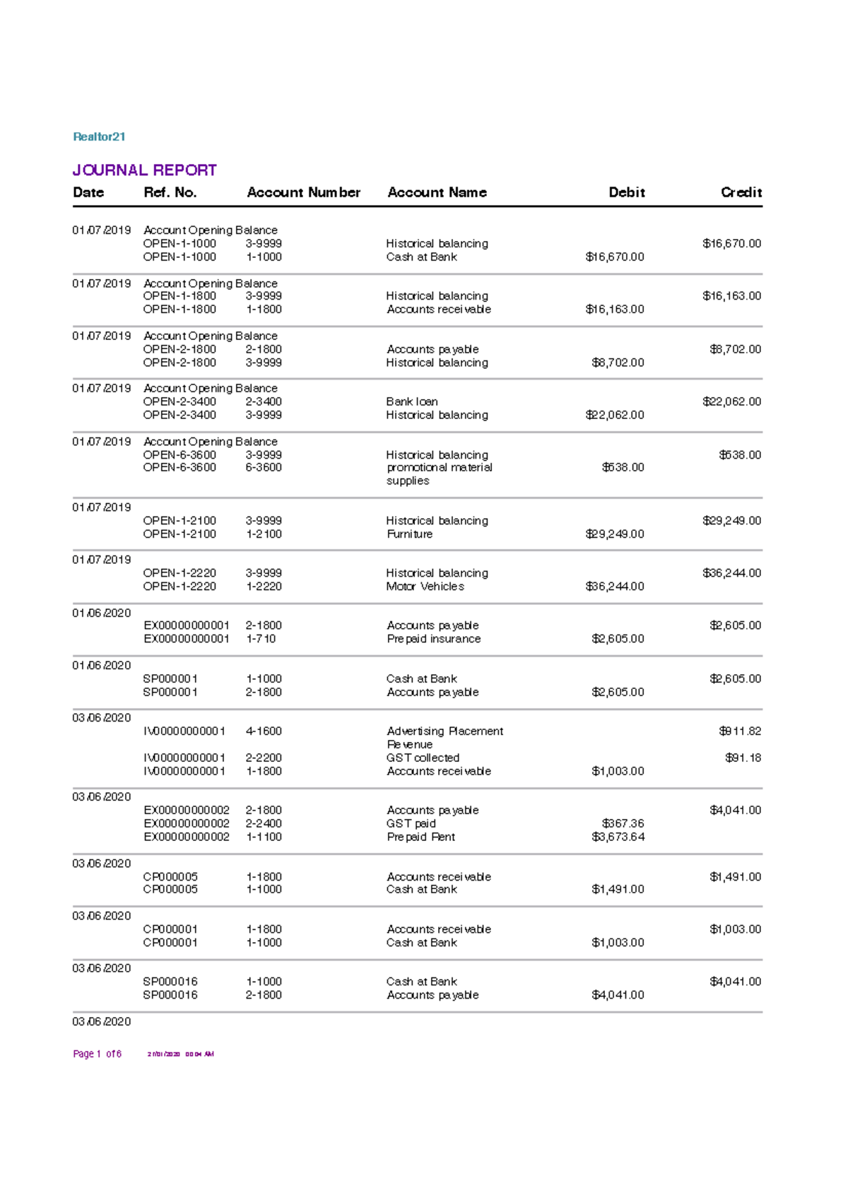 Final Final assignment - 01/07/2019 Account Opening Balance OPEN-1-1000 ...