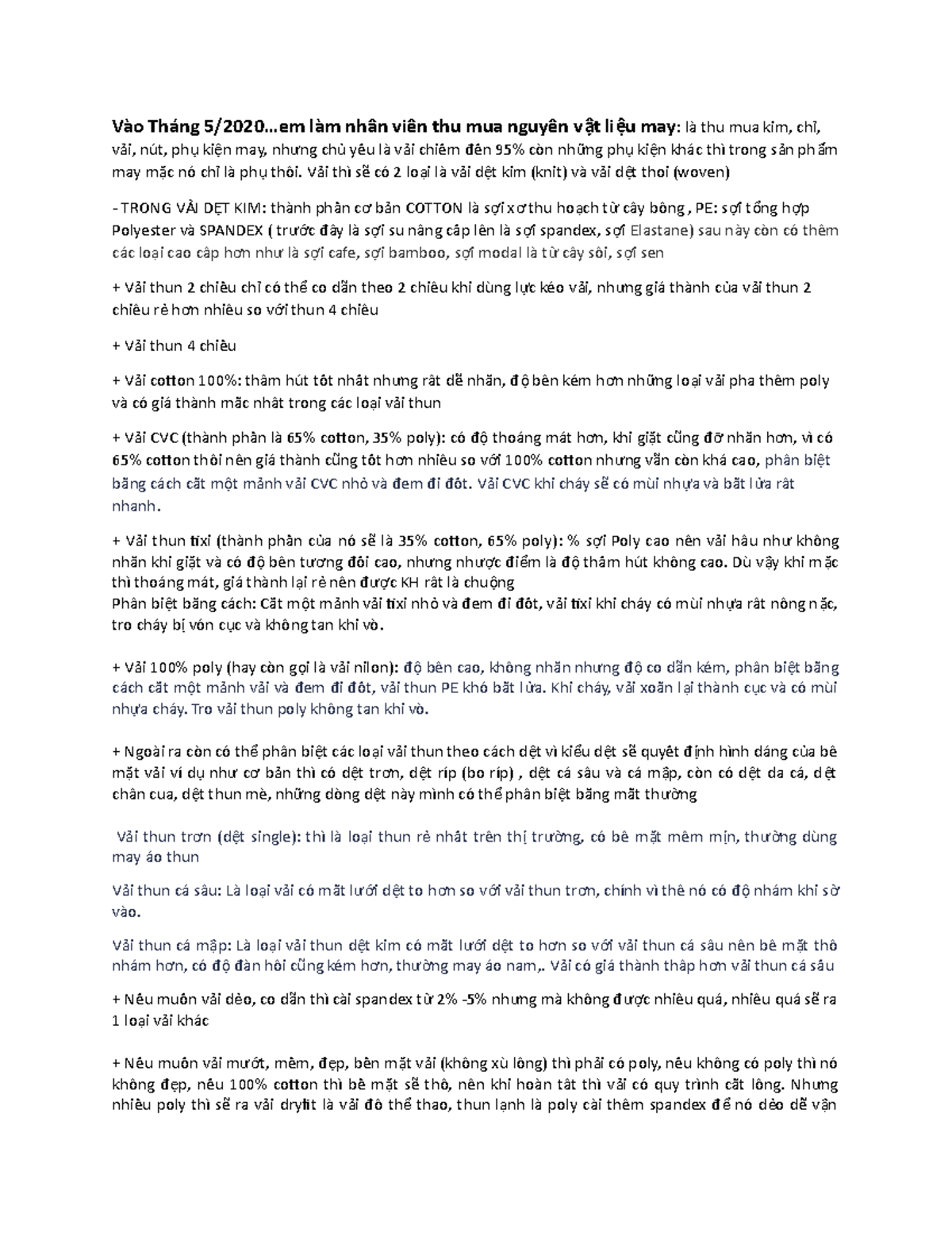 Pv - kinh nghiệm phỏng vấn - Vào Tháng 5/2020.. làm nhân viên thu mua nguyên v t li u mayậ ệ ...
