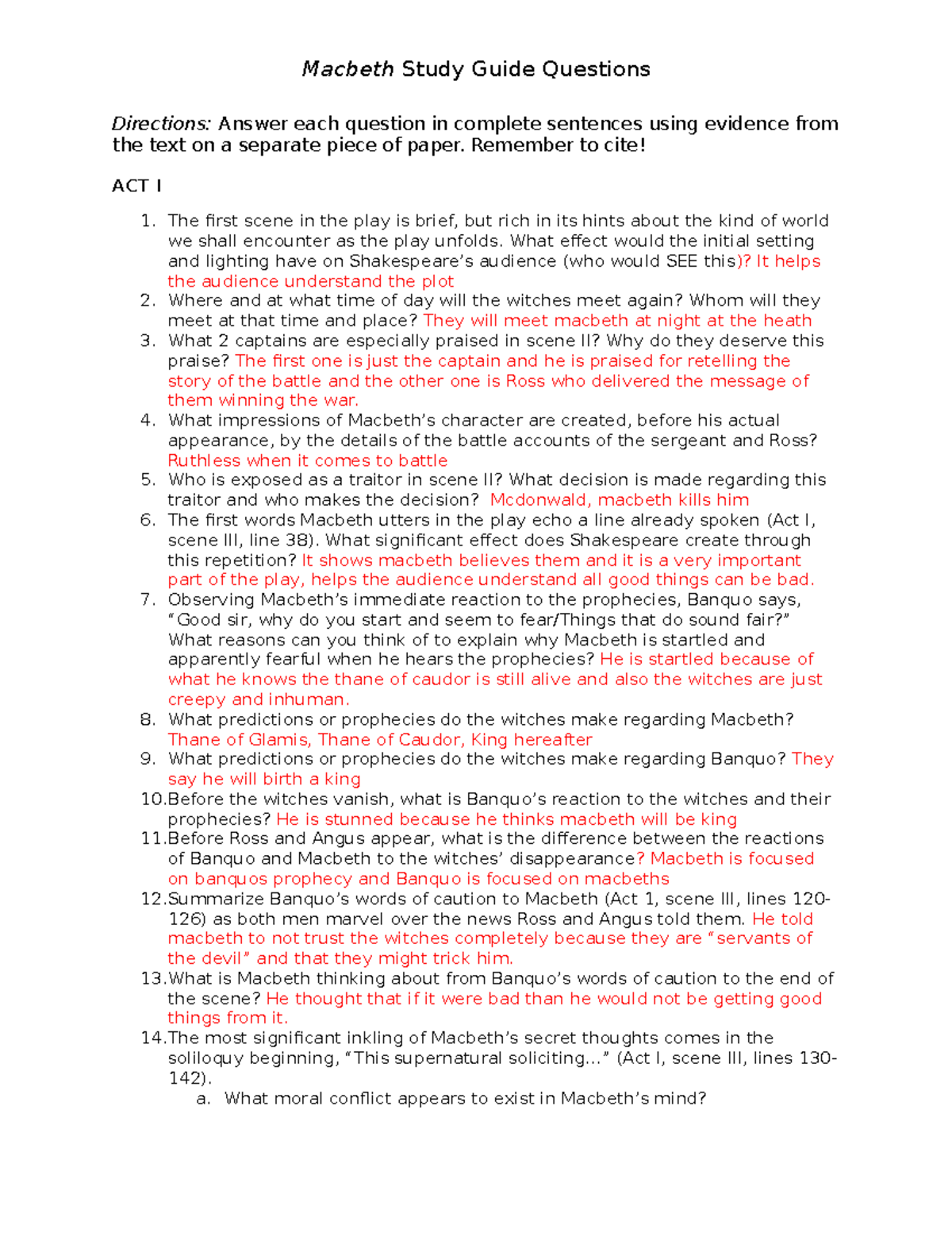 Act 1 Study guide - workk - Macbeth Study Guide Questions Directions ...