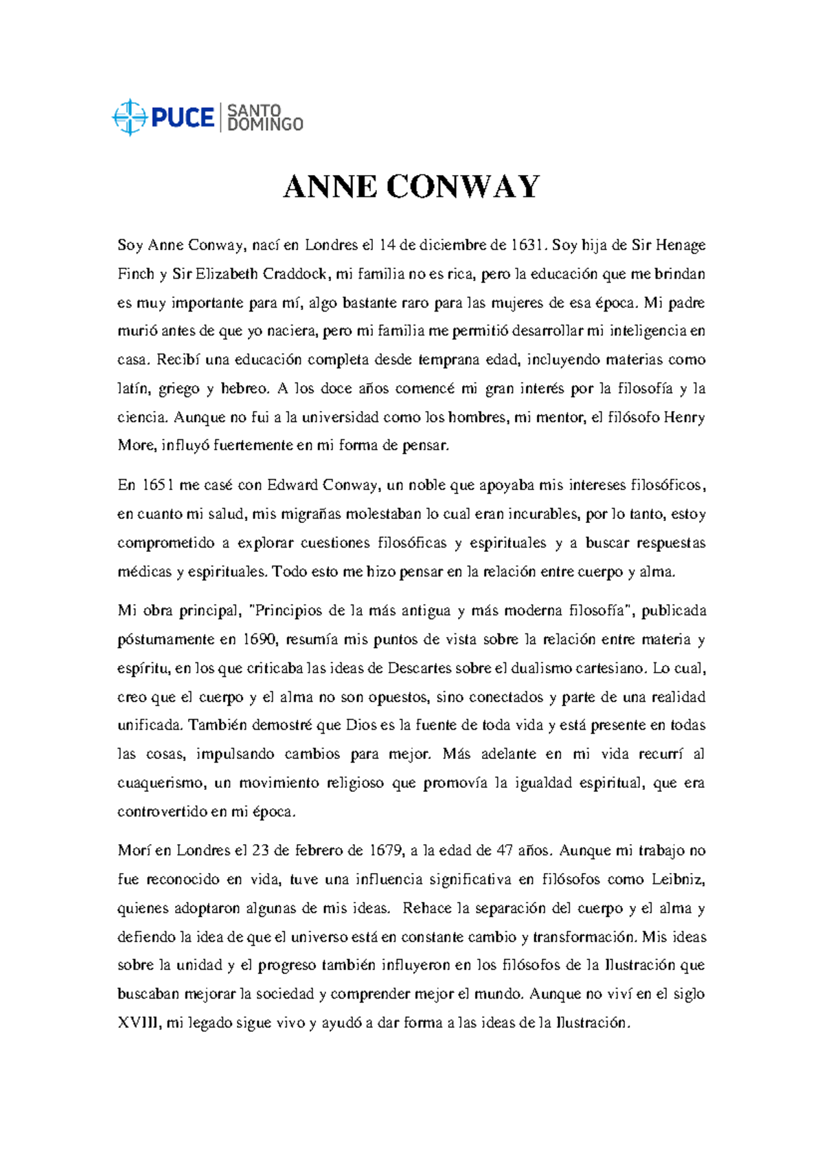 ANNE Conway - Nayerly Cumbicus - ANNE CONWAY Soy Anne Conway, nací en ...