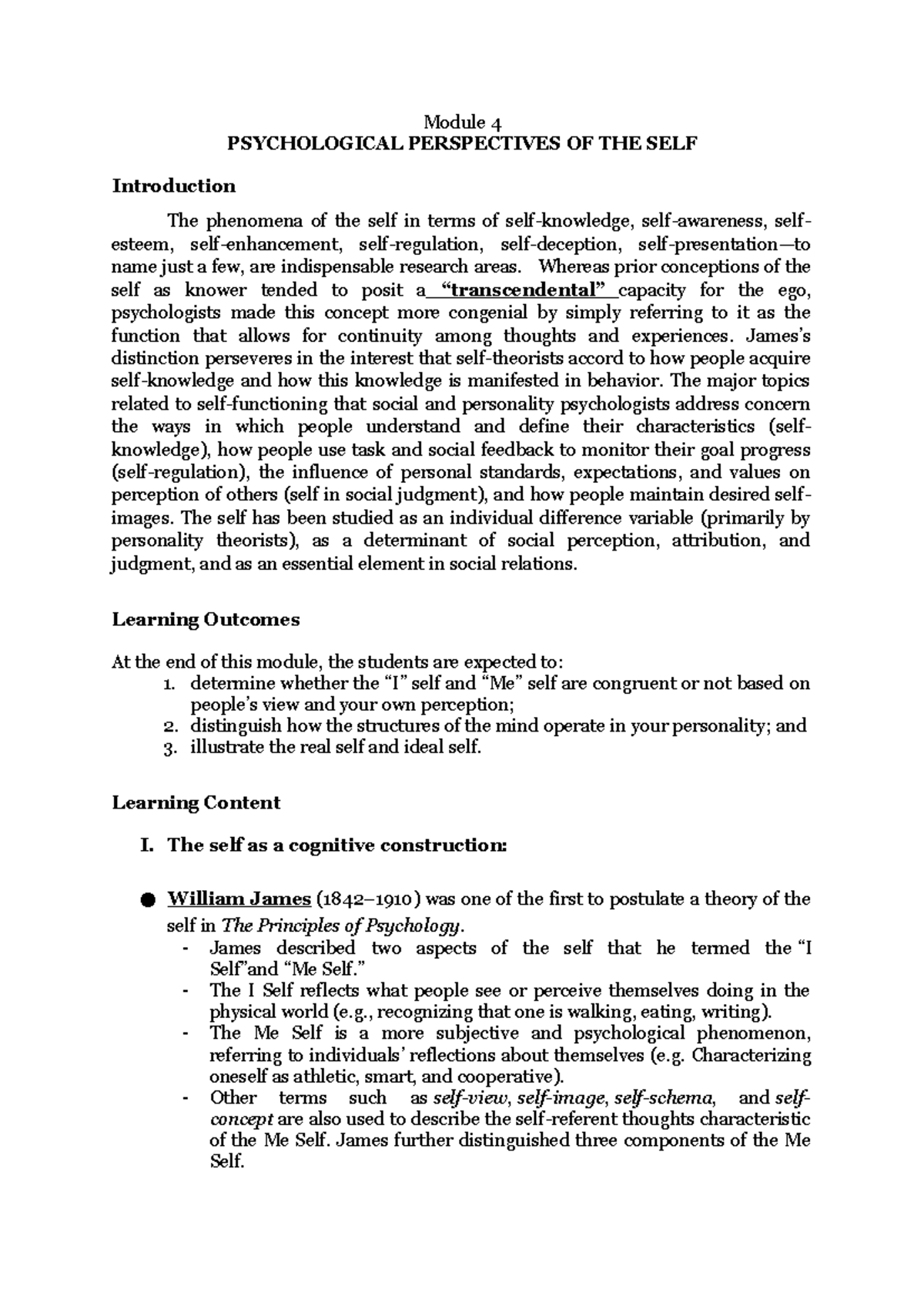 Module-4 - Ilhkbyhhybb - Module 4 PSYCHOLOGICAL PERSPECTIVES OF THE ...