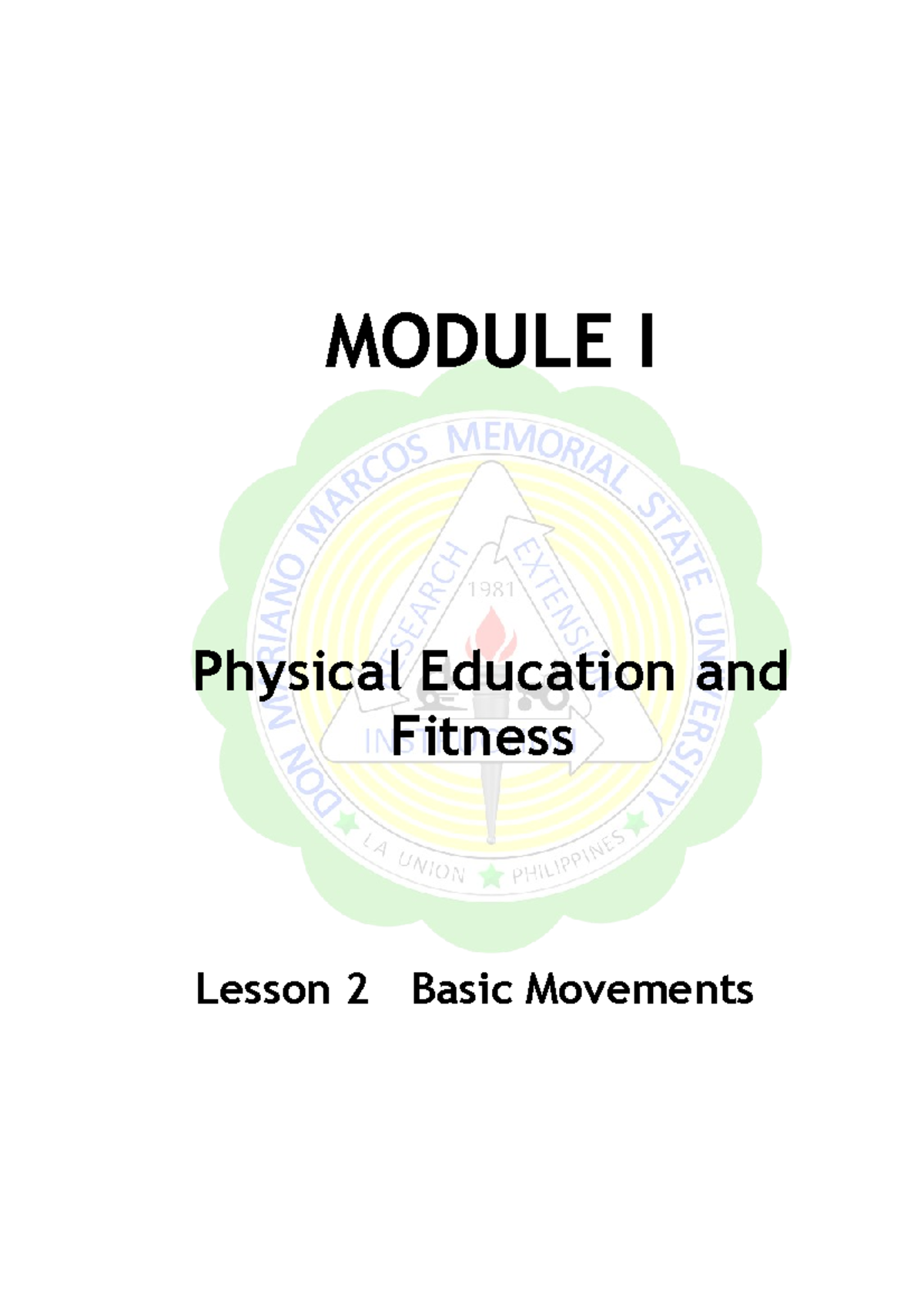 PHED-101-Mod1Les2 - MODULE I Physical Education and Fitness Lesson 2 ...