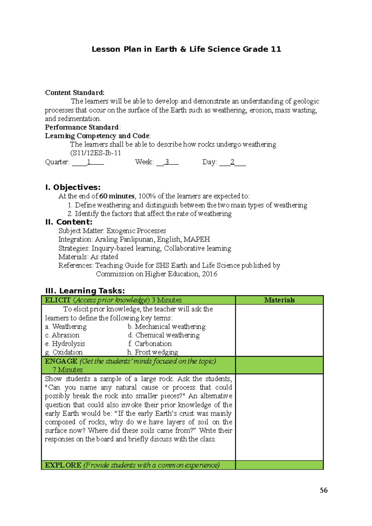 LC 11 - ... - Lesson Plan in Earth & Life Science Grade 11 Ryel Jay B ...