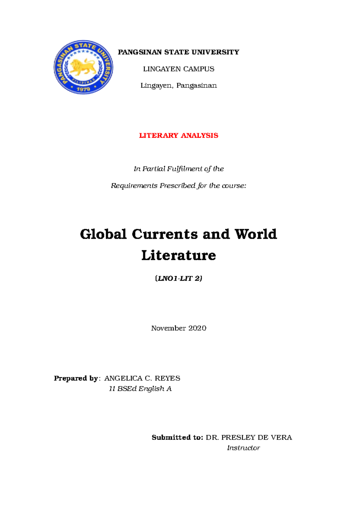 Lit-2-Literary-Analysis - BS. education - PangSU - Studocu