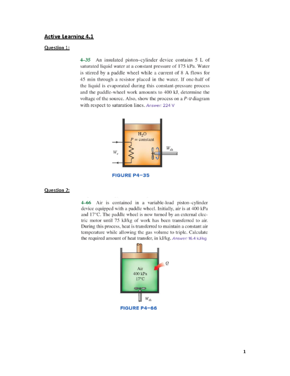 Active Learning 4.1 - Thermodynamic - 1 Active Learning 4. Question 1: Question 2: - Studocu
