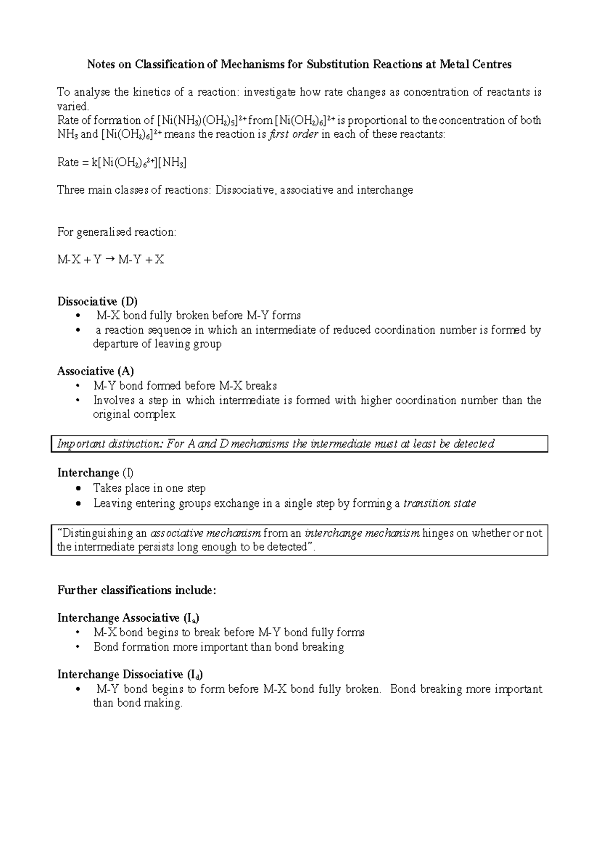 Notes Classification Mechanisms-1 - Notes on Classification of ...