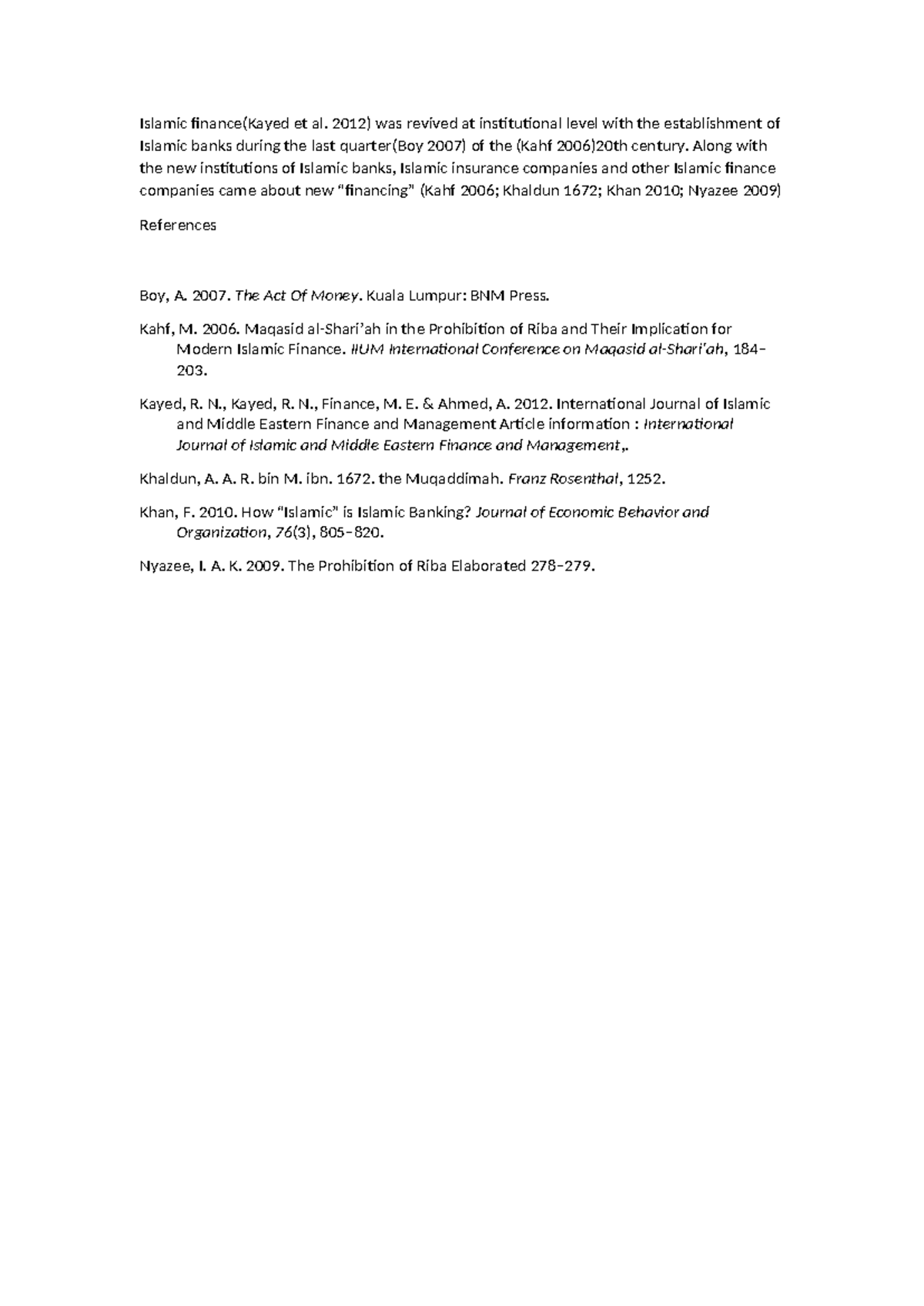 394330890-Islamic-Finance - Islamic finance(Kayed et al. 2012) was ...