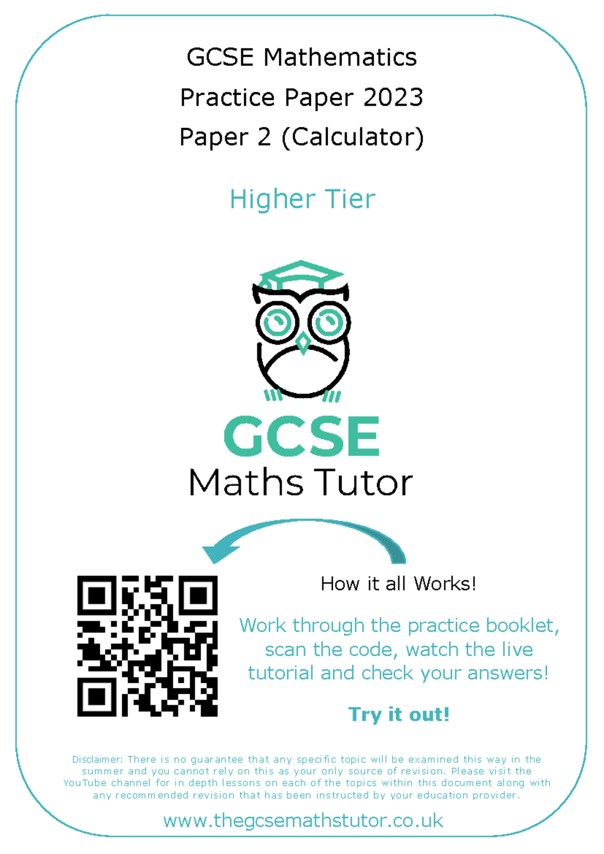 2023 Practice Paper 2 Higher (Calculator) - GCSE Mathematics Practice ...