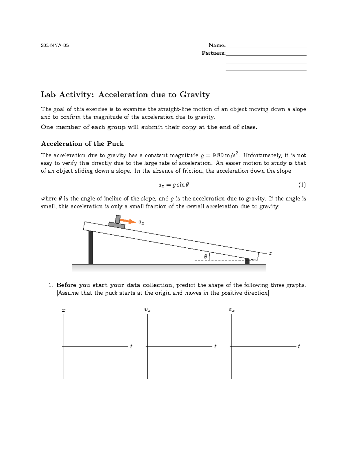 Lab activity 2-1Dmotion - 203-NYA-05 Name: Partners: Lab Activity ...