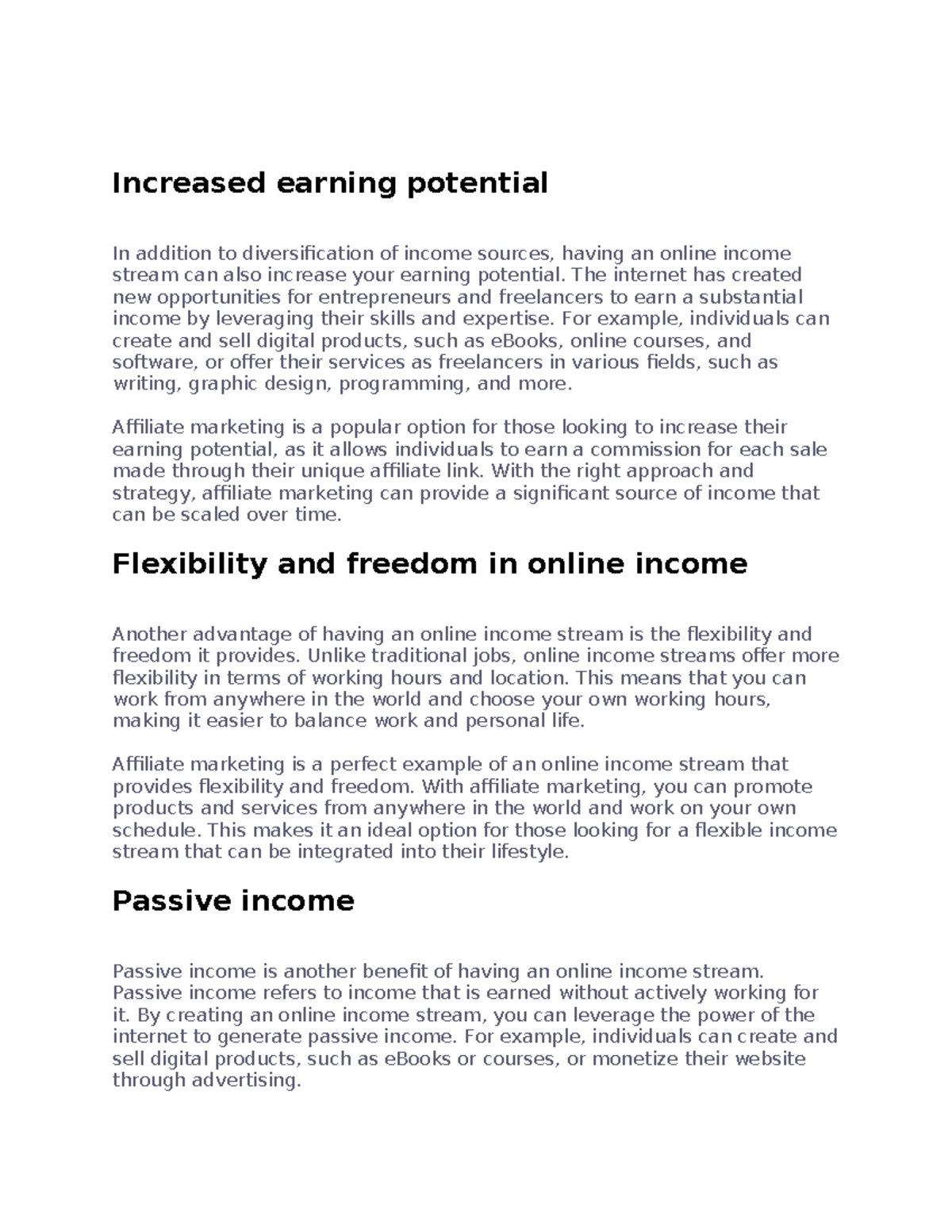 Online Income Guide - Increased earning potential In addition to ...
