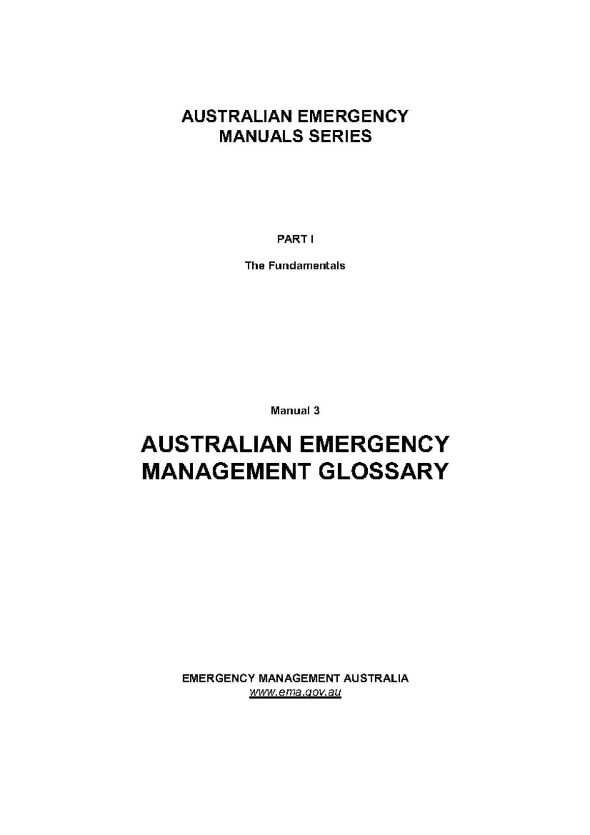 Australian Emergency Management Glossary - Manual 3 - AUSTRALIAN ...