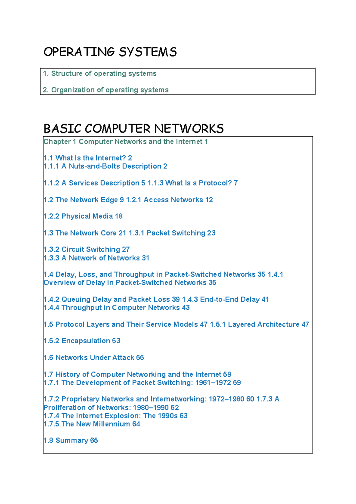 CSC3002F - Textbook overview - OPERATING SYSTEMS Structure of operating systems Organization of ...