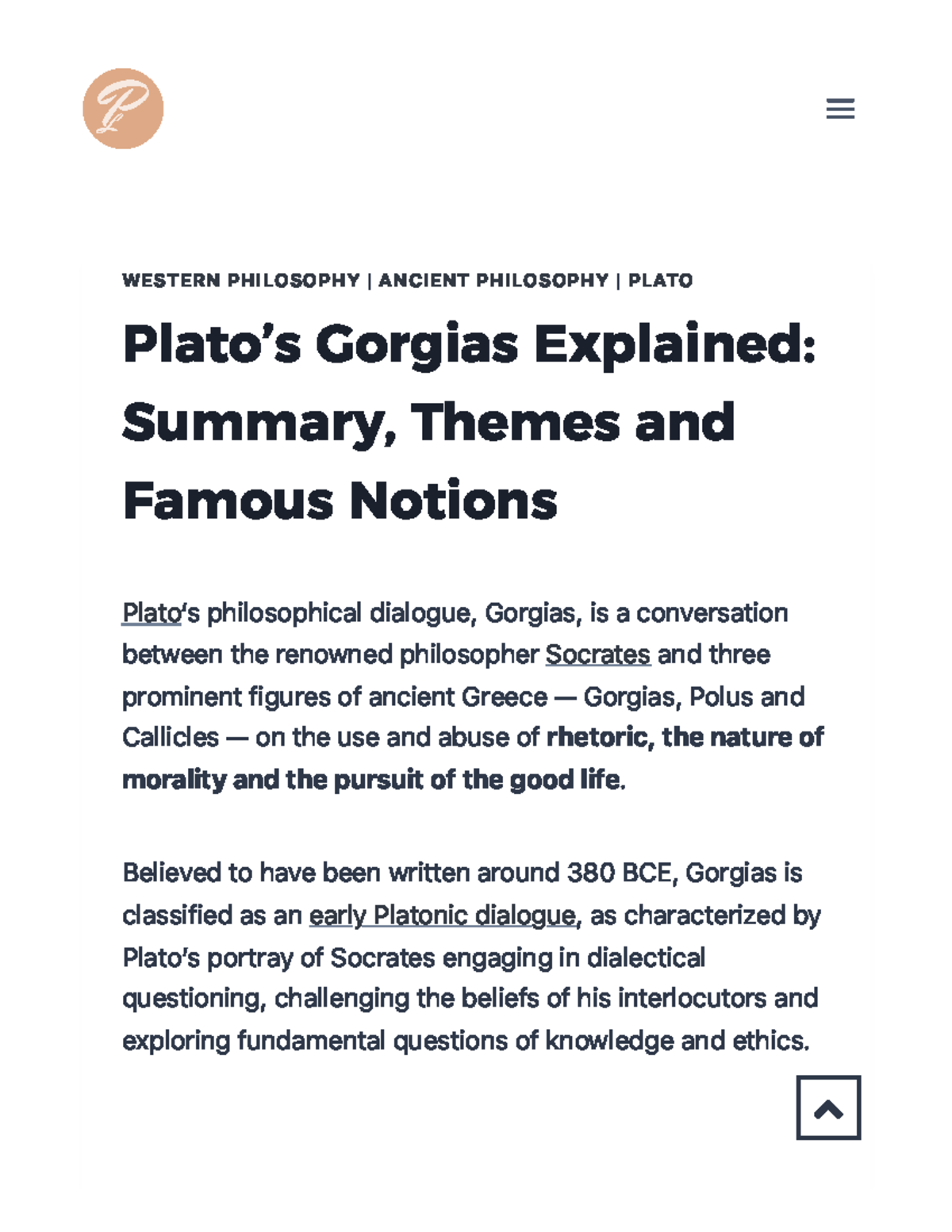 Plato's Gorgias Explained Summary, Themes and Famous Notions ...