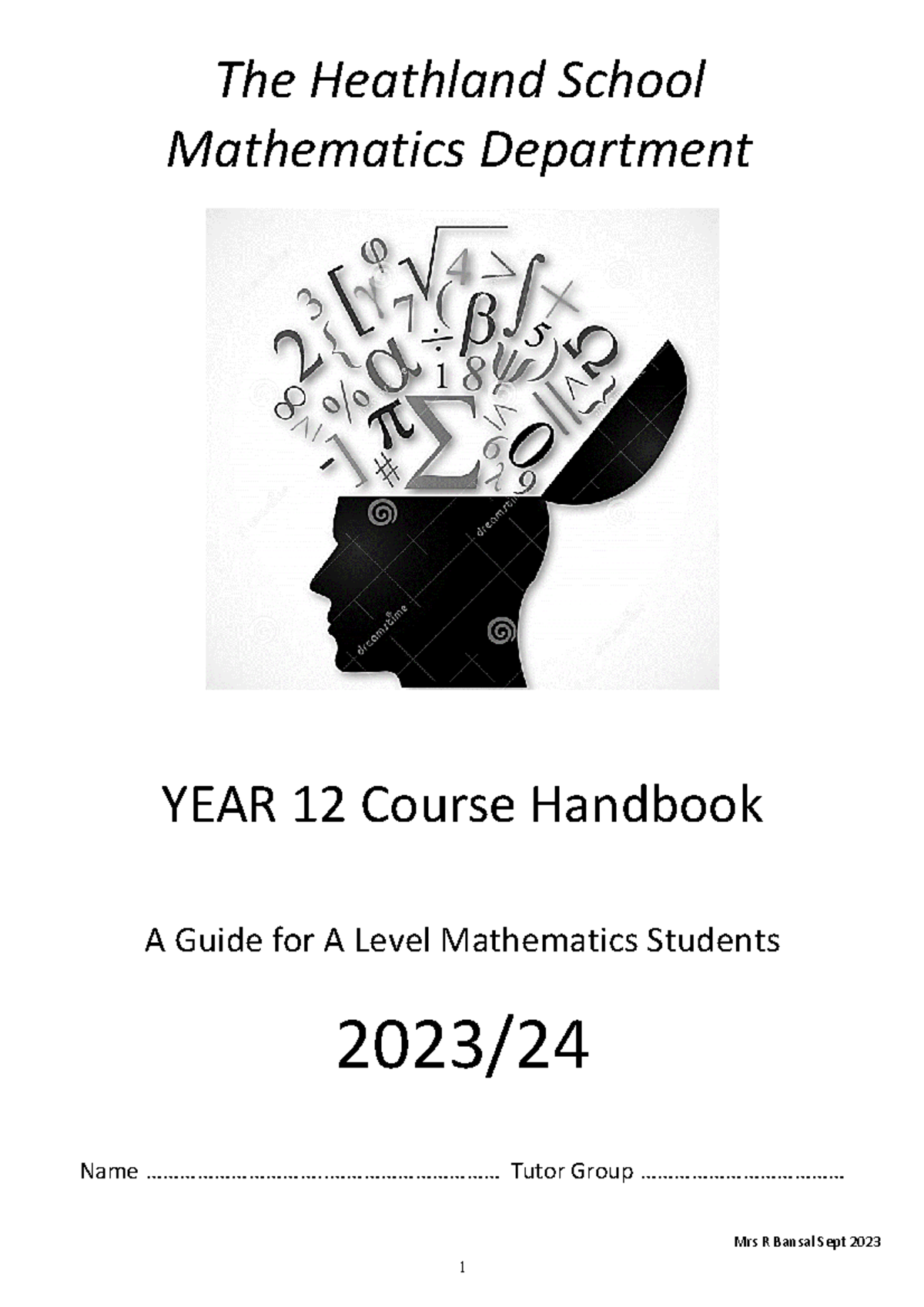 Y12 Course Handbook 2023-24 - The Heathland School Mathematics ...