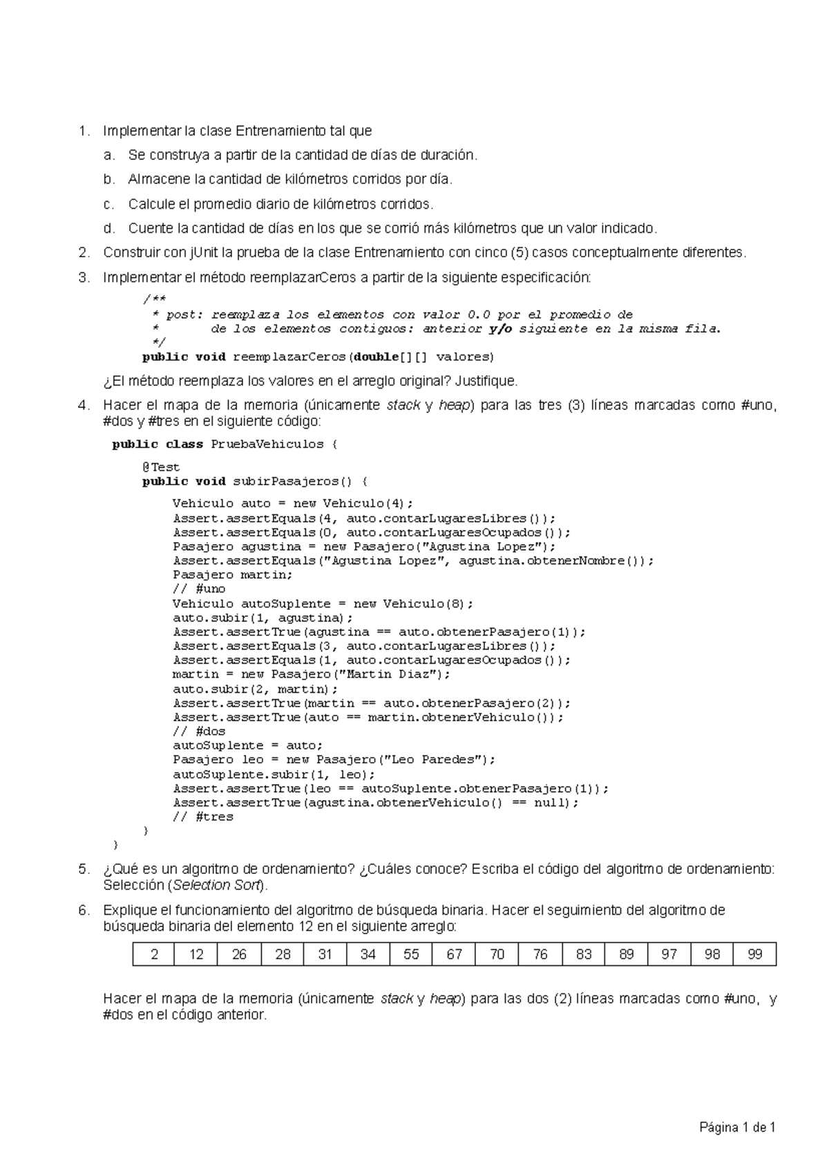 AyP1 Simulacro Parcial 2 1 - Implementar la clase Entrenamiento tal que a. Se construya a partir ...